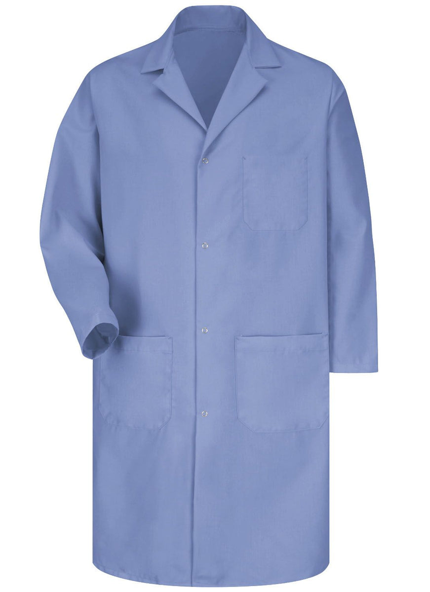 Men's Light Blue 4-Gripper Lab Coat – UniformsInStock.com
